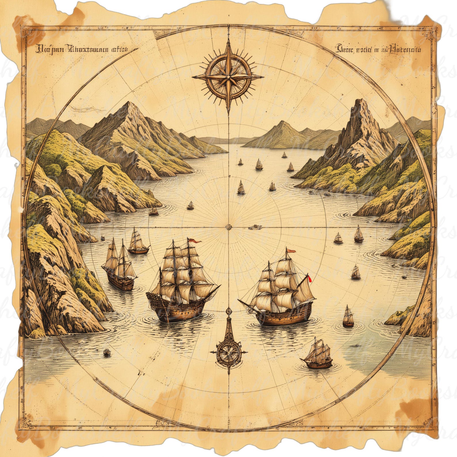 Antique Map Clipart: Vintage World Maps PNG (digital Download ...