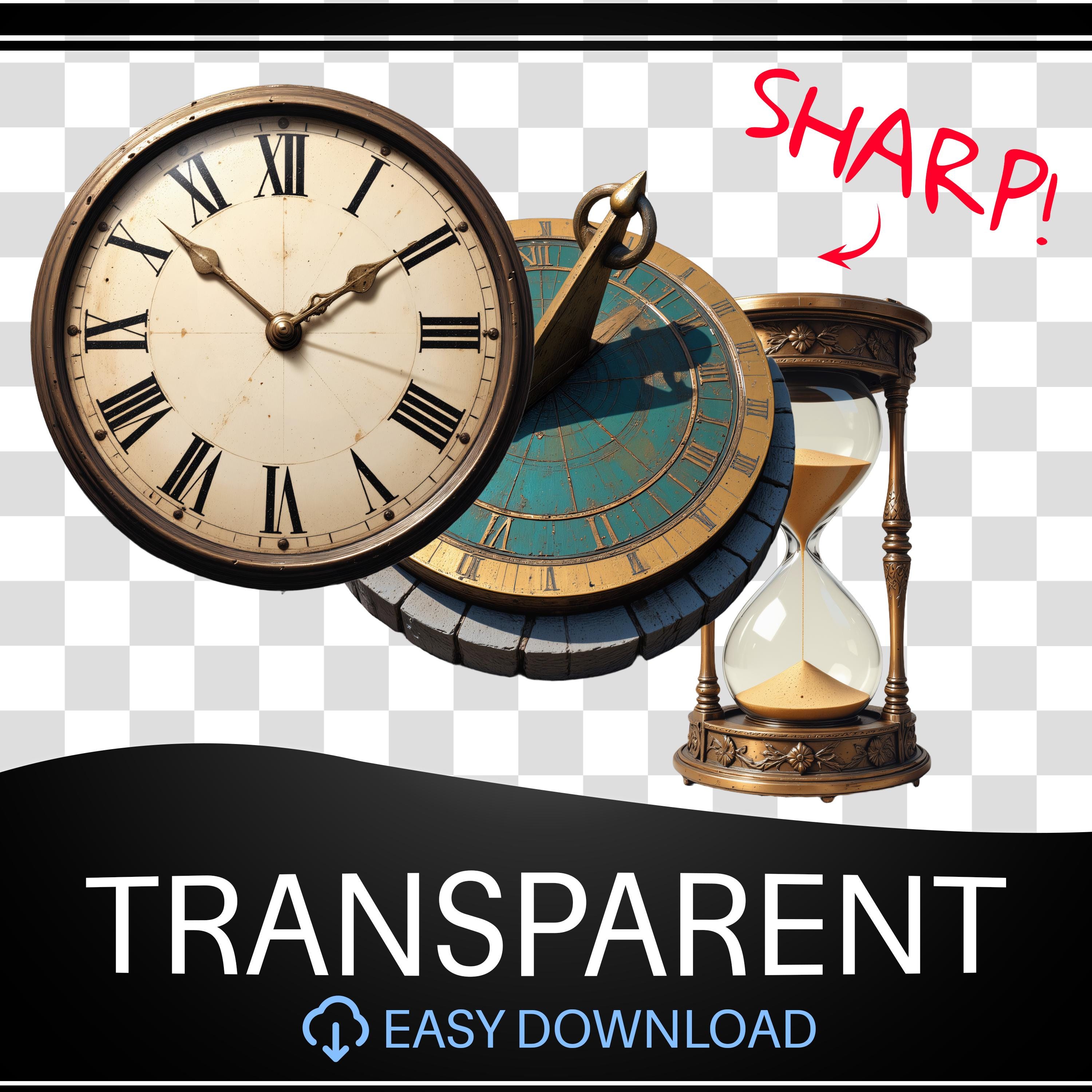 Vintage Clock Clipart Bundle: Steampunk Gears, Antique Hourglass ...