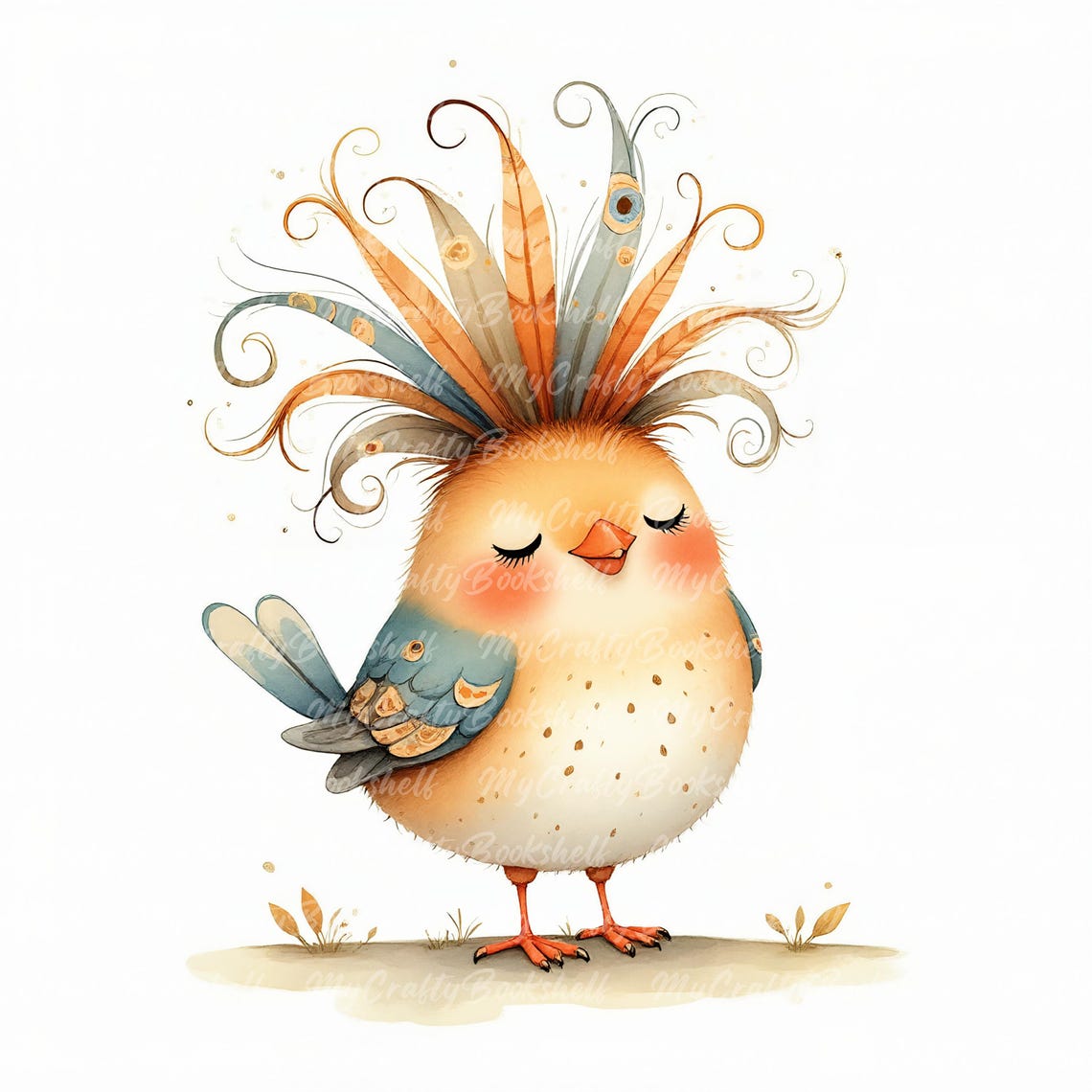 Quirky Watercolor Quail Clipart: Whimsical Bird Pngs (commercial Use ...