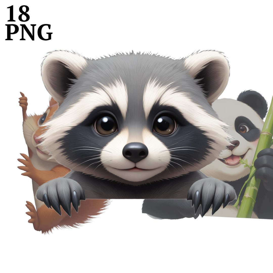 18 Cute Peeking Animal Clipart PNG, Animal Clip Art Bundle for ...