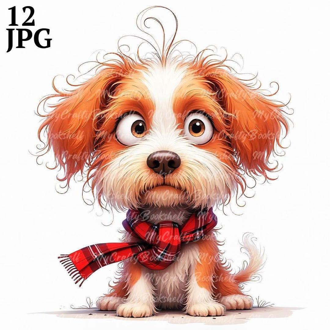 12 Messy Hair Puppy Clipart Bundle - Dog Clipart Sublimation Designs ...