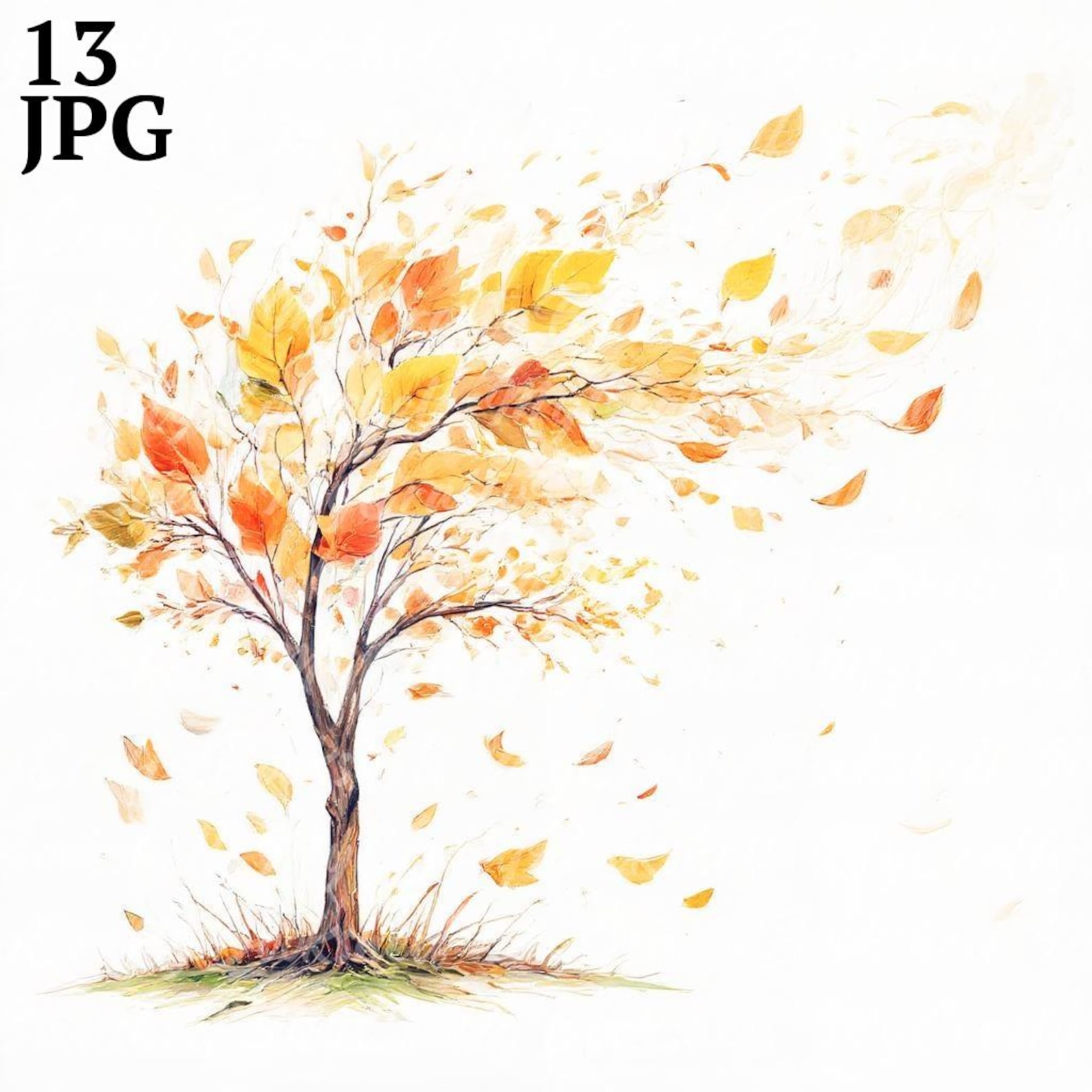 Watercolor Autumn Leaves Clipart: Windy Fall Pngs (digital Download) - Etsy
