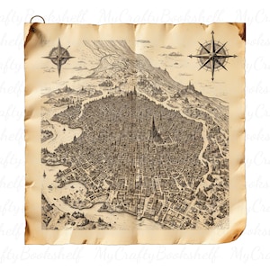 19 Antique Maps Clipart, Vintage Map Clip Art PNG for Junk Journal ...