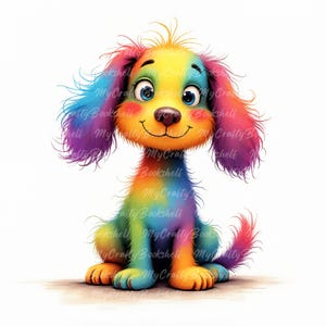 11 Cute Whimsical Puppy Clipart, Funny Colorful Dog Clipart, High Res ...