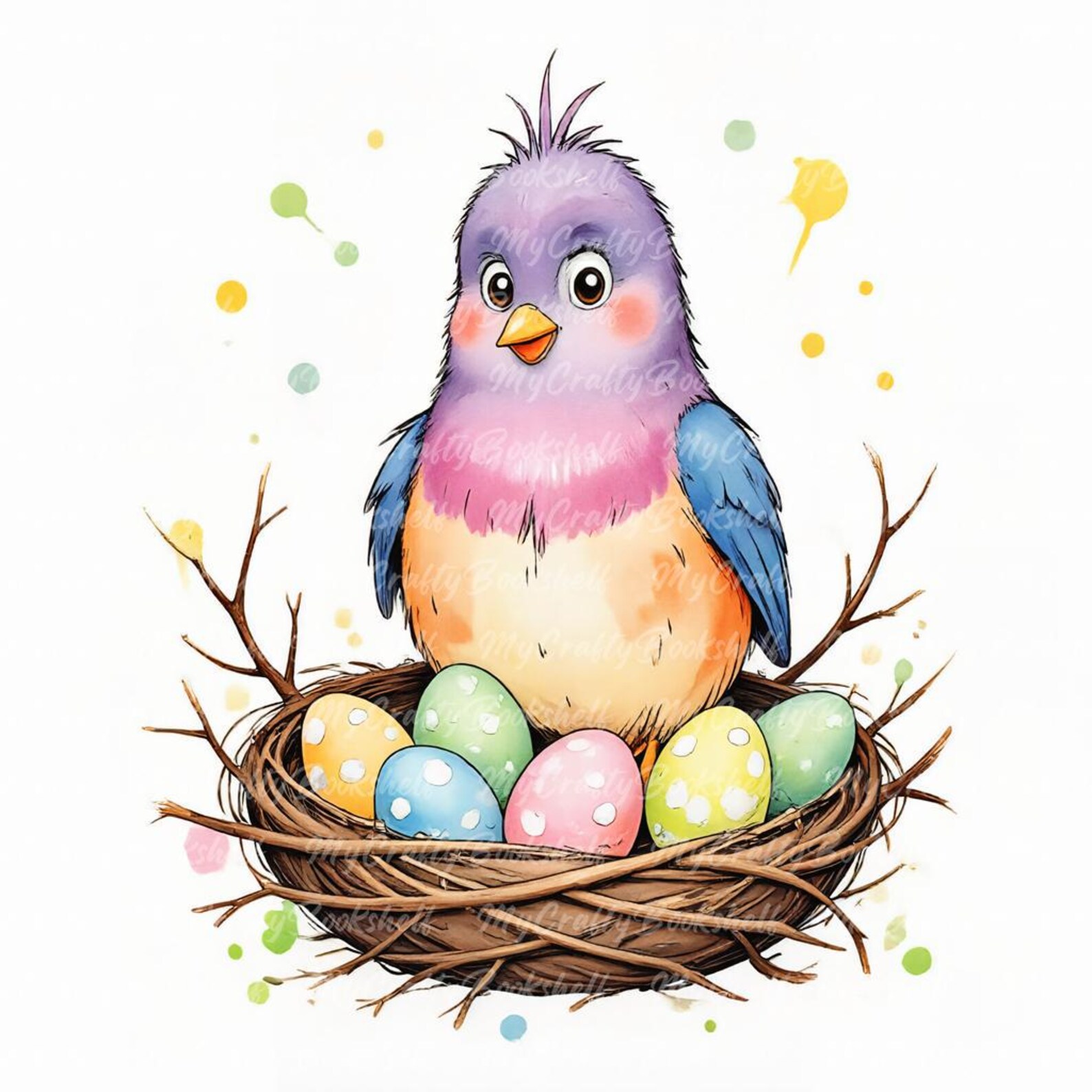 Watercolor Easter Bird Nest Clipart: Eggs PNG (digital Download) - Etsy