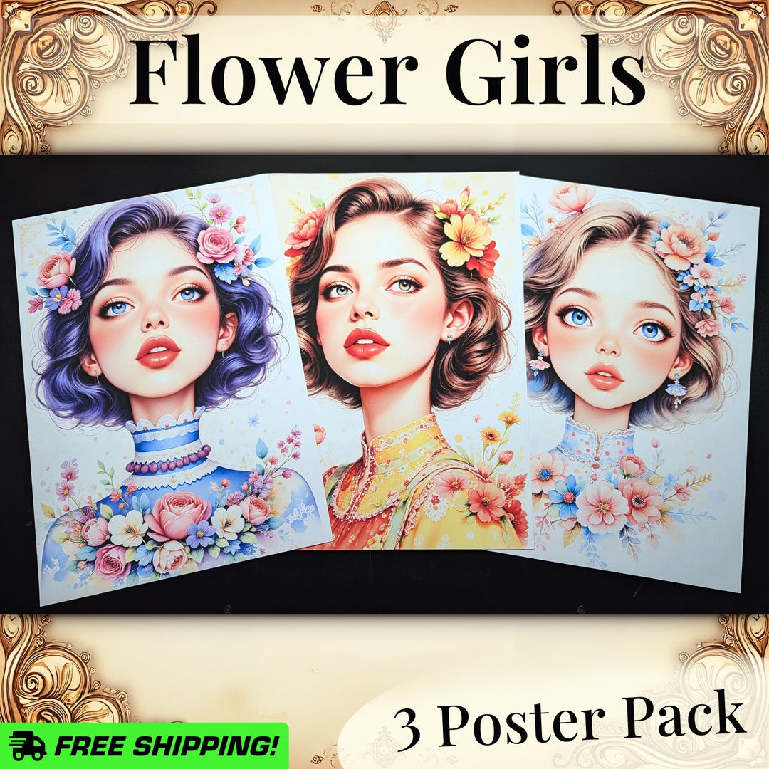 Flower Girls Poster 3-pack - 13x19 Posters, Floral Art, Room Decor ...