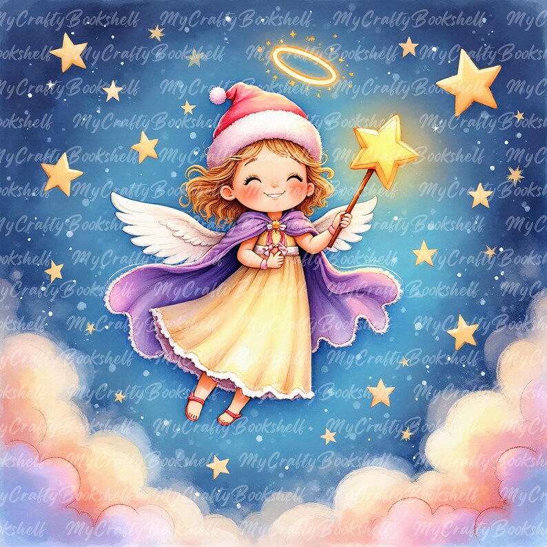 Whimsical Angel Watercolor Clipart: High-res Pngs (digital Download) - Etsy