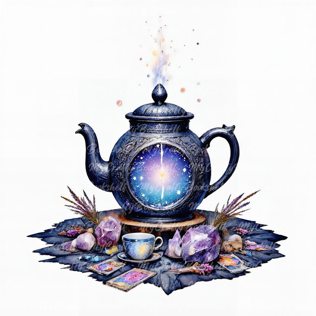 Mystical Witch Tea Clipart: Watercolor Tea Cup Ritual (digital Download ...