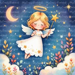 7 Whimsical Angel Clip Art High Res Watercolor Clipart Jpgs, Junk ...