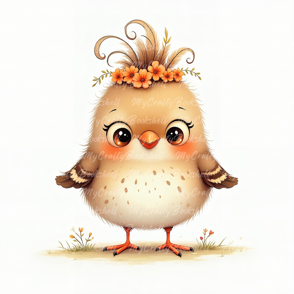 Quirky Watercolor Quail Clipart: Whimsical Bird Pngs (commercial Use ...