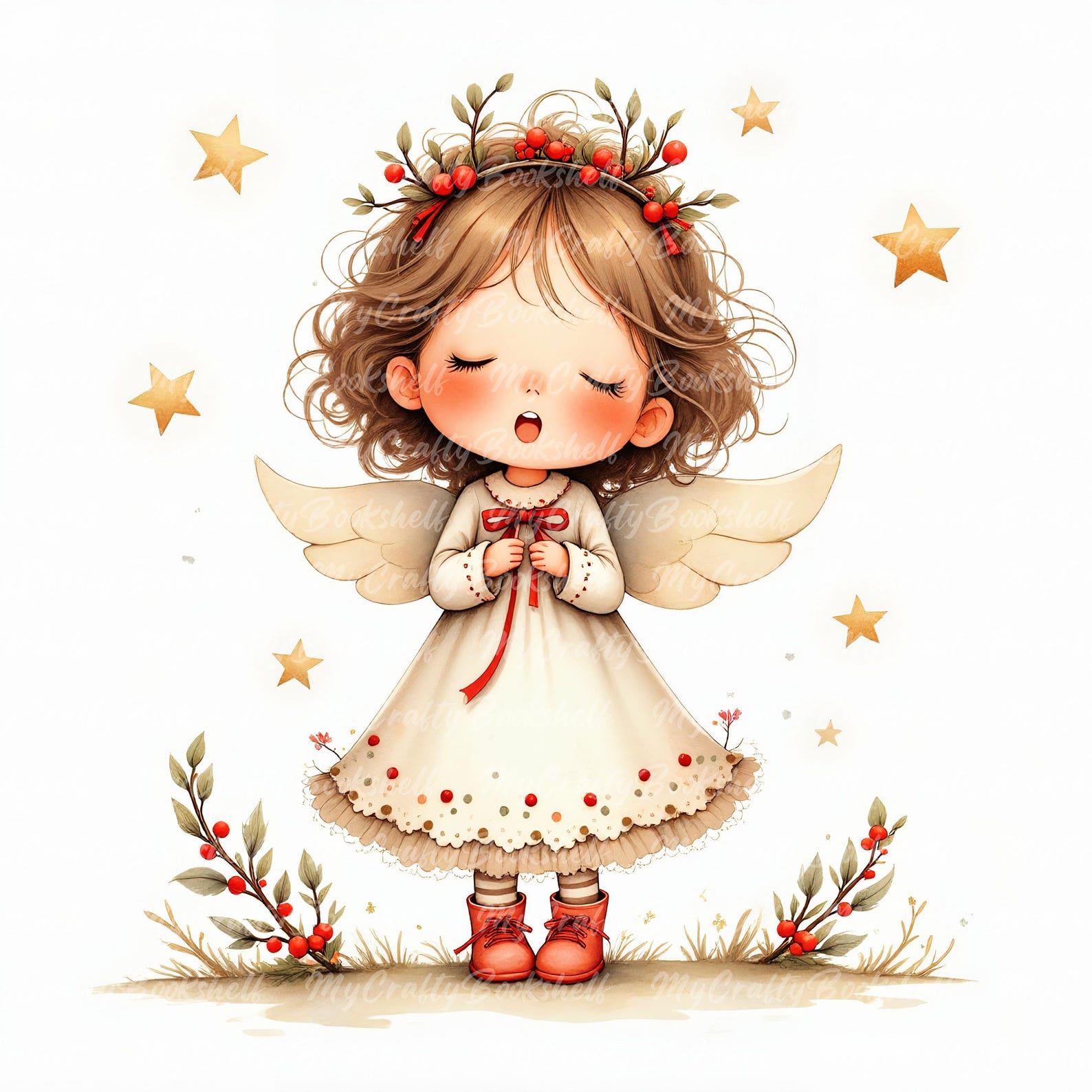 Christmas Angel Clipart Bundle: Watercolor Singing Angels (digital ...