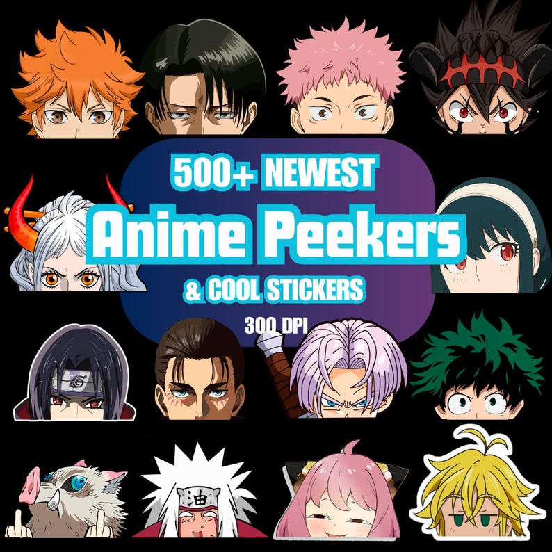 The Newest Peeker Anime Stickers 2025 Graphics: 500+ Png Bundle Design ...