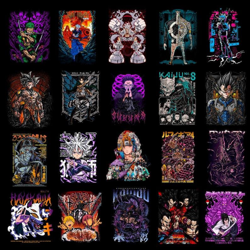 Newest Anime HALFTONE Graphic Designs | Anime PNG | Print on Demand ...