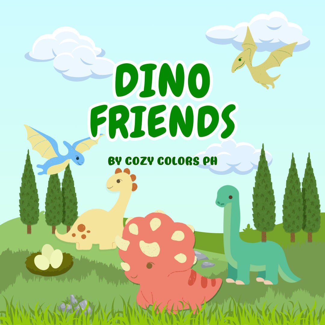 Dinosaur Friends Coloring Book by Cozycolorsph - Etsy