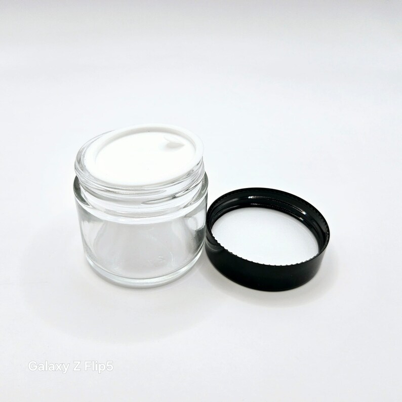 30 ML 60 ML Premium Empty Clear Glass Black Plastic Lid Cream Jar ...