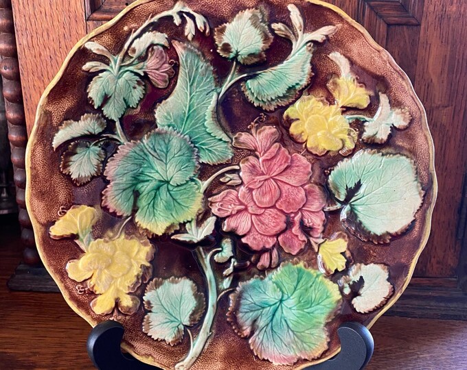 1880 Majolica Plate - RARE Victorian English Pottery - Antique Royal ...