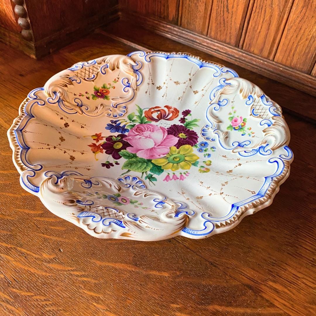 Antique G Rostel Bohemian Gold Rococo Bowl – Hand Painted Floral 1880 ...