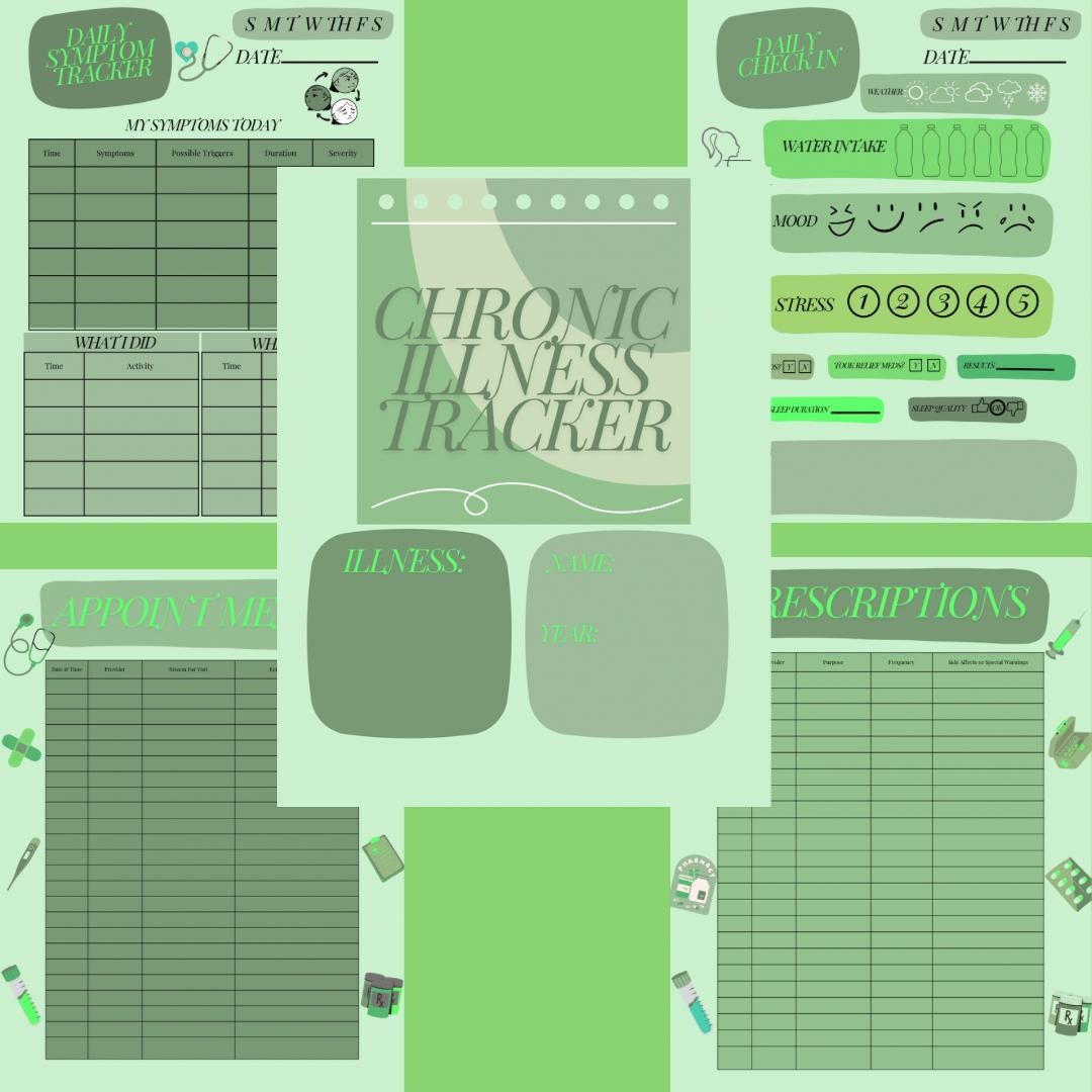 Chronic Illness Tracker Symptom Tracker Wellness Journal Health Tracker ...