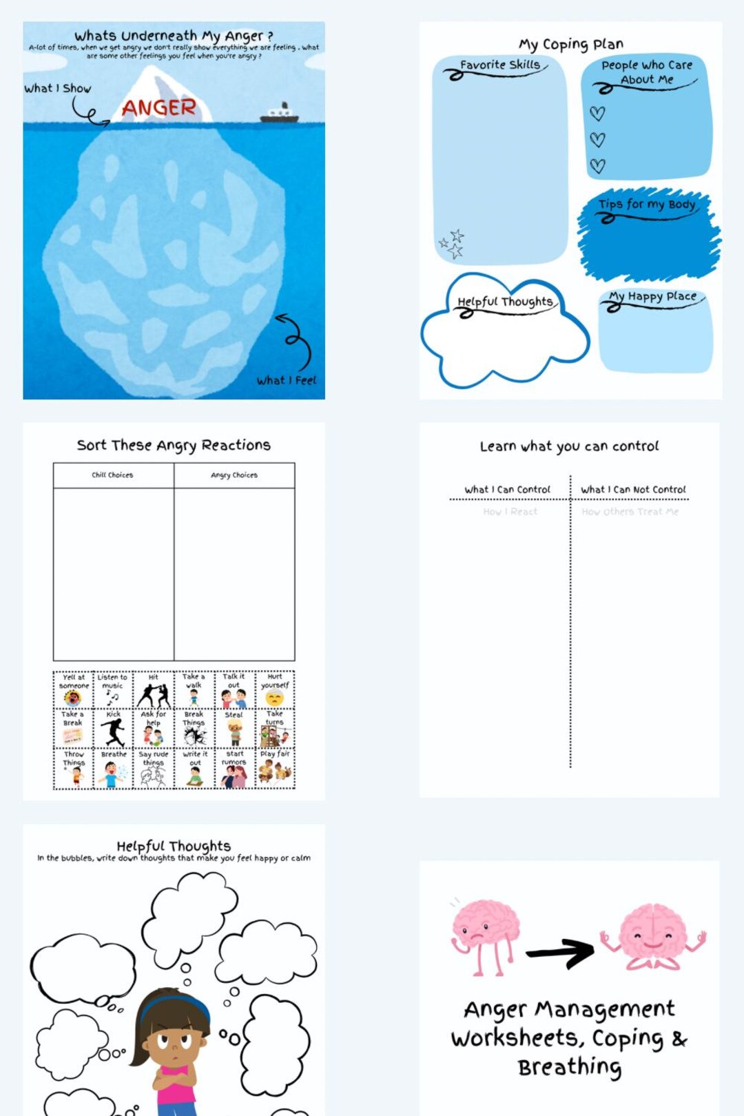 Anger Management Worksheets Coping Stress Triggers Kids Anger ...