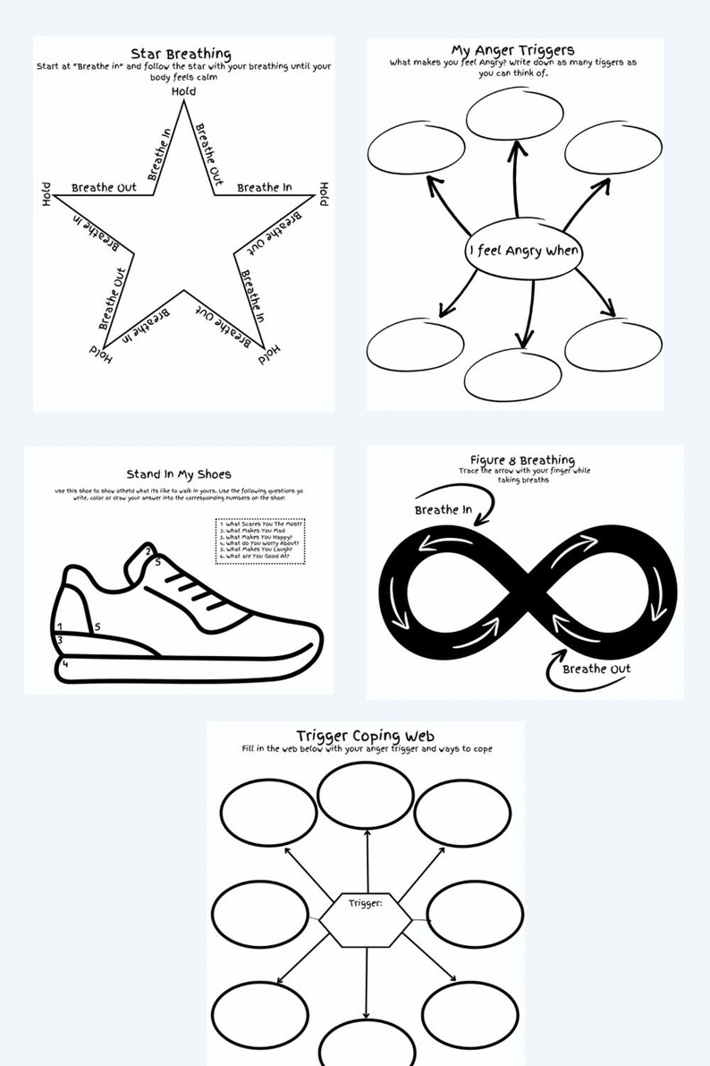 Anger Management Worksheets Coping Stress Triggers Kids Anger ...