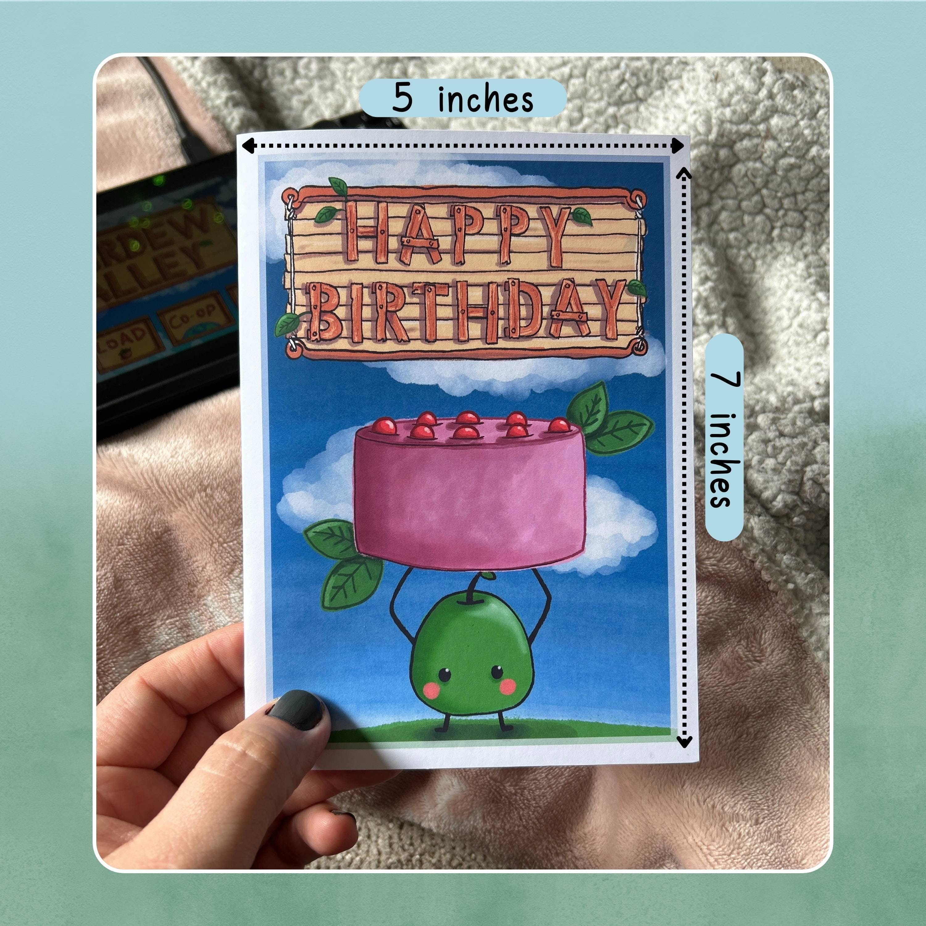 Happy Birthday Junimo Card: Customizable Stardew Valley Pink Cake ...