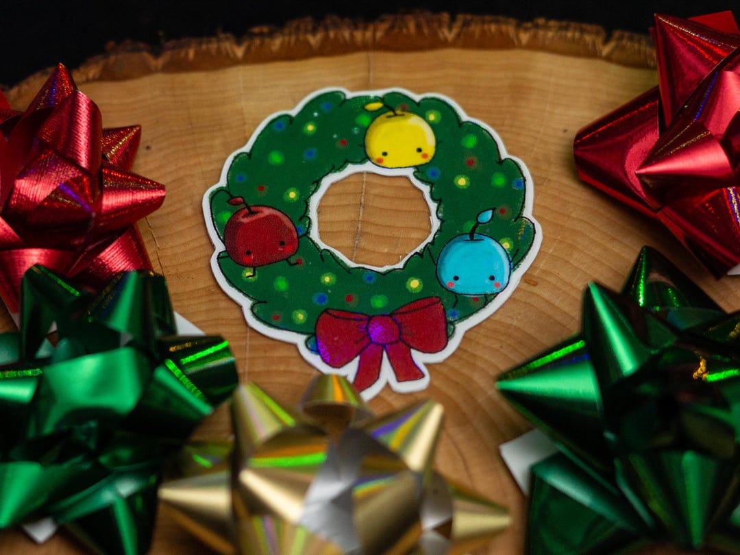 Junimo Wreath Vinyl Sticker, Cozy Gamer Decal, Christmas Gift, Stardew ...