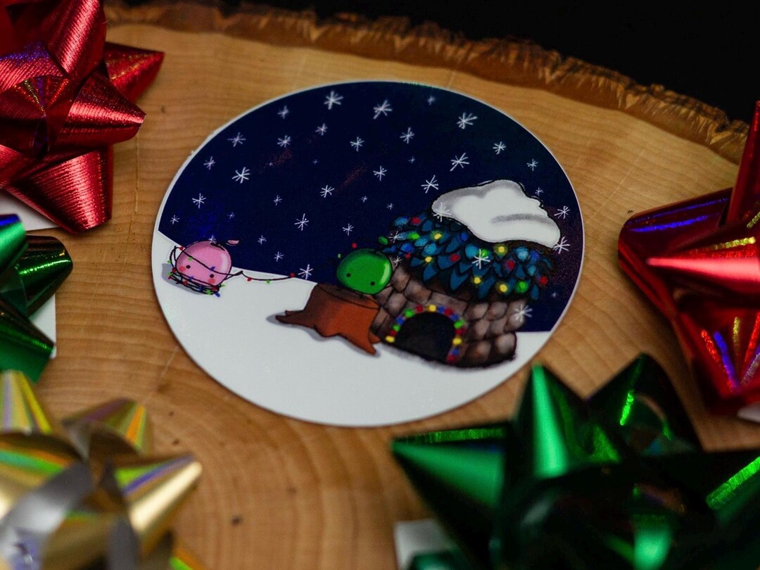 Junimos Decorating Their Hut Vinyl Sticker, Cozy Gamer Decal, Christmas ...