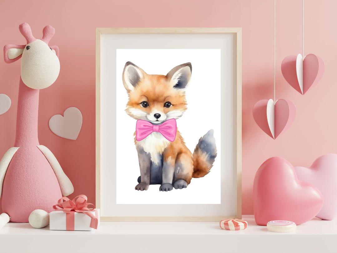 8x10 Baby Fox With Pink Bow Tie High Res Digital Download ~ Baby Girl ...