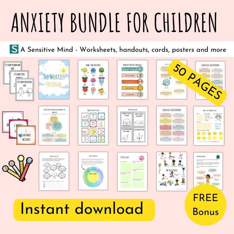 Calm Corner Bundle Child Therapy Worksheets Children Mental Health ...