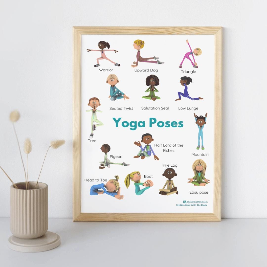 Yoga Poses for Kids - Coping Skills, Calm Corner, Therapy Poster ...