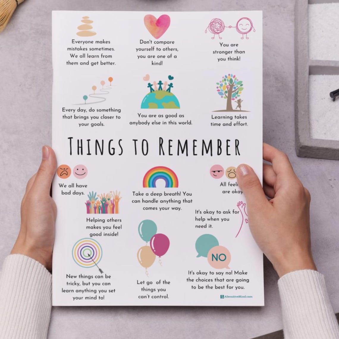 Things to Remember Poster Coping Skills, Calm Corner, Therapy Poster ...