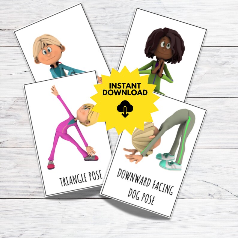 Kids Yoga Cards Yoga Poster Mental Health CBT Counseling Therapy ...