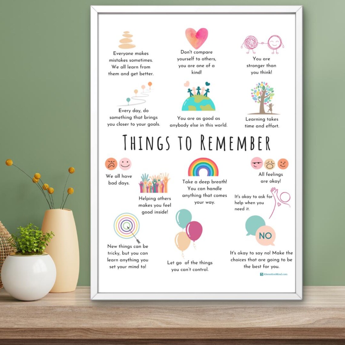 Things to Remember Poster Coping Skills, Calm Corner, Therapy Poster ...