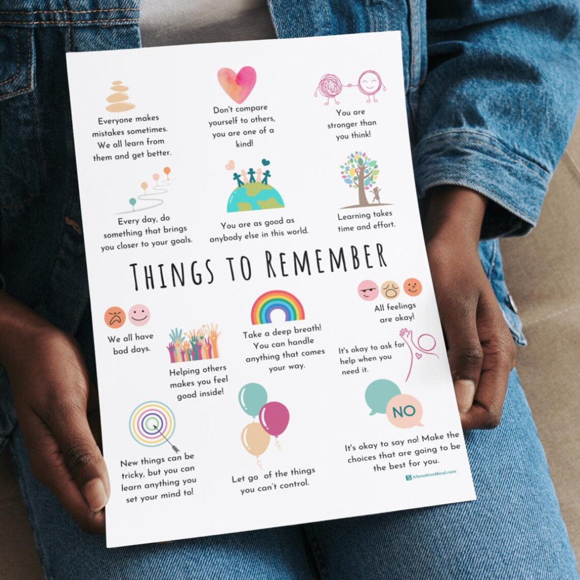 Things to Remember Poster Coping Skills, Calm Corner, Therapy Poster ...