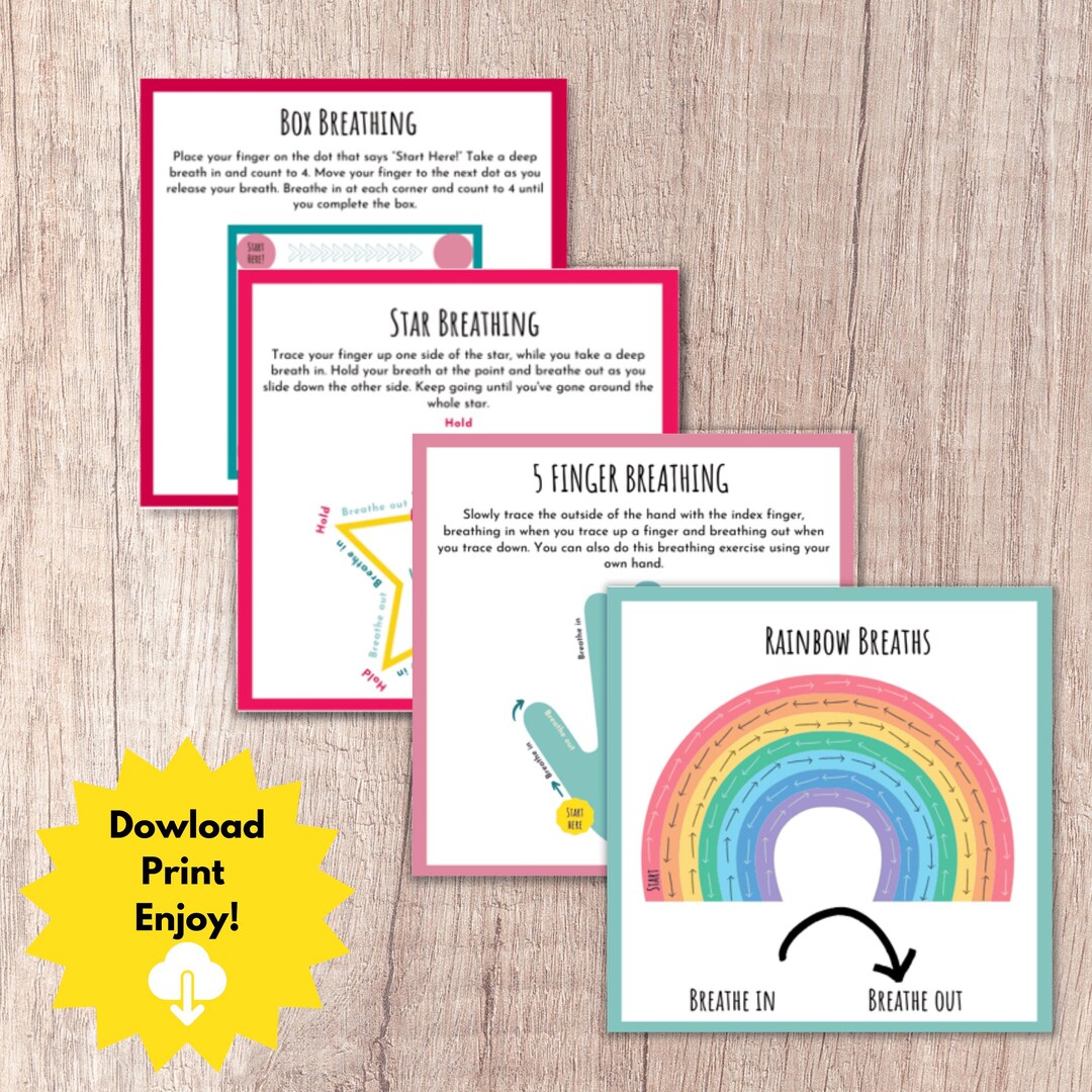 Deep Breathing Exercises Calm Cards Therapy Posters Calm Corner School ...