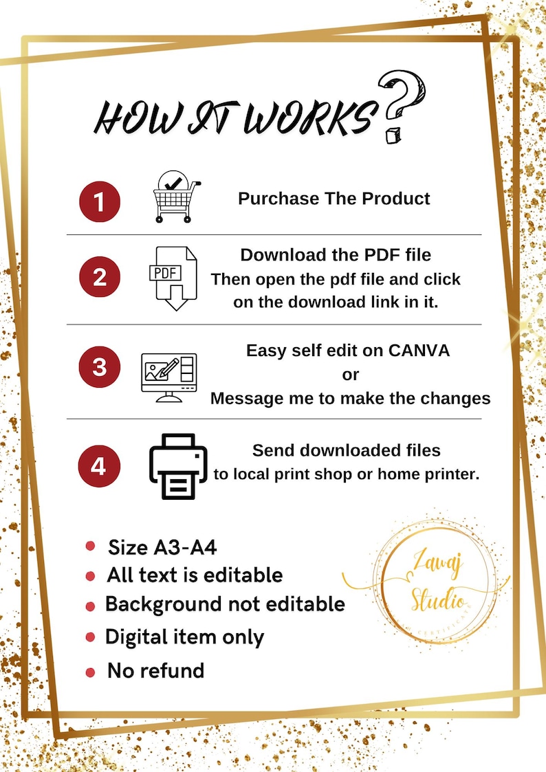 Editable Nikkah Certificate Template, Blue Islamic Marriage Certificate ...