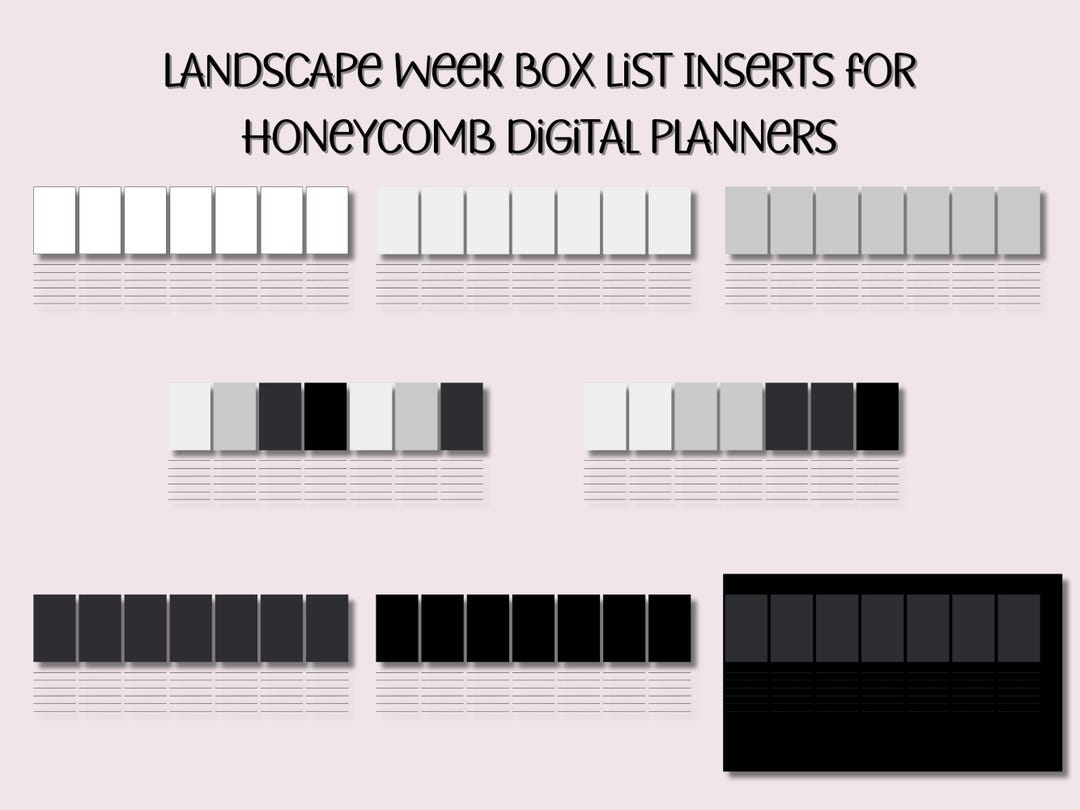 Landscape Week Box List Inserts for Honeycomb Digital Planners - Etsy