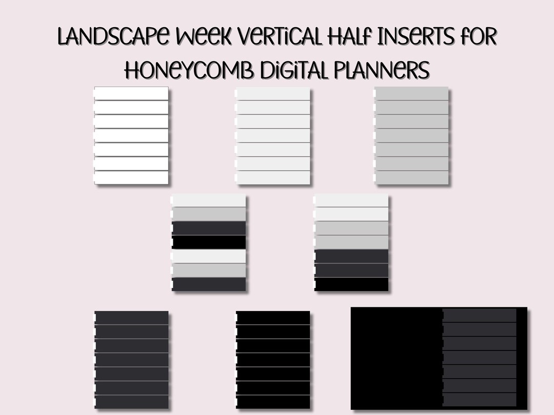 Landscape Week Vertical Half Inserts for Honeycomb Digital Planners - Etsy