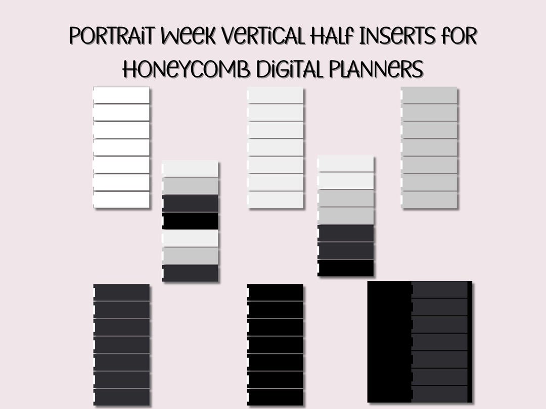 Portrait Week Vertical Half Inserts for Honeycomb Digital Planners - Etsy