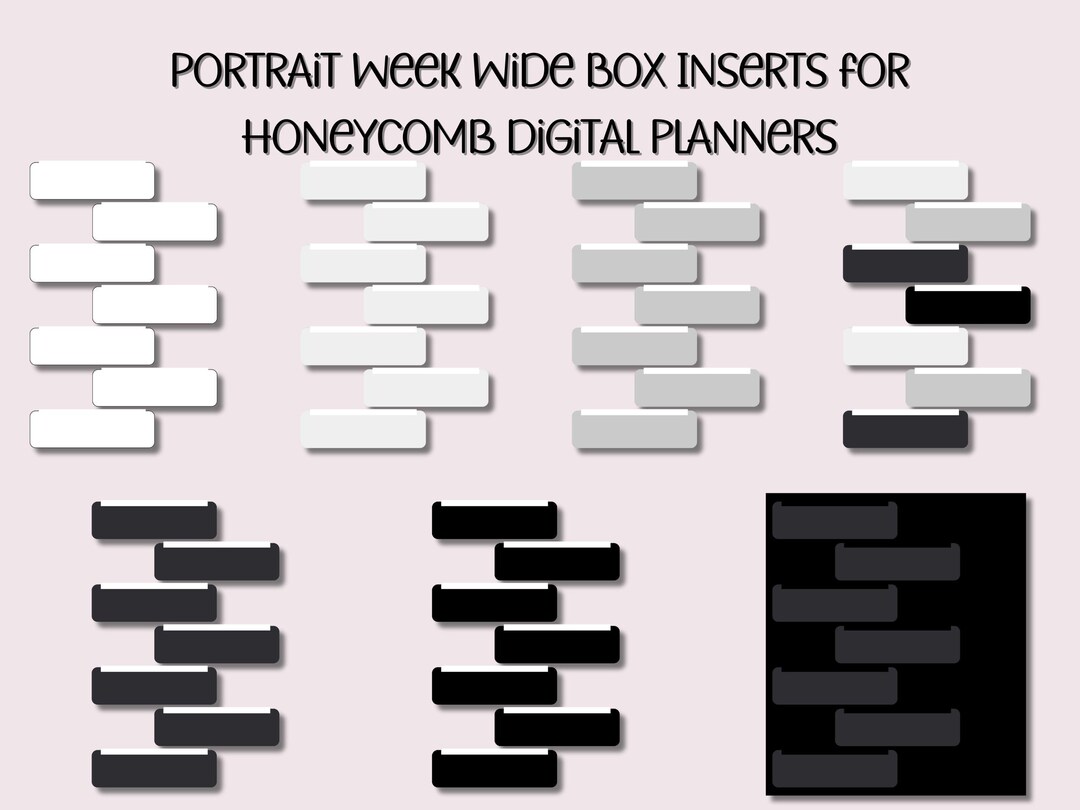 Portrait Week Wide Box Inserts for Honeycomb Digital Planners - Etsy