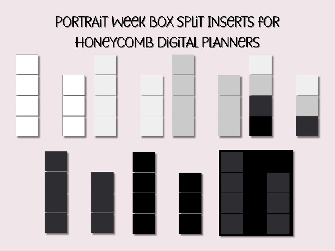 Portrait Week Box Split Inserts for Honeycomb Digital Planners - Etsy
