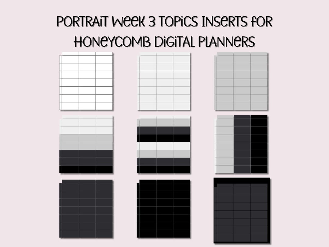 Portrait Week 3 Topics Inserts for Honeycomb Digital Planners - Etsy