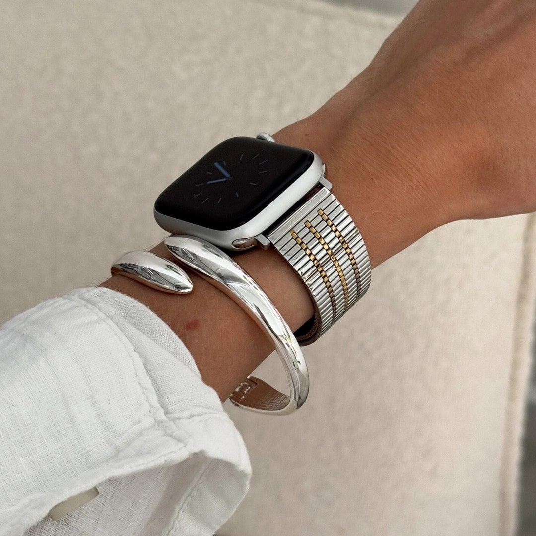 Silver Gold Apple Watch Band, Iwatch Loop Strap 45mm 44mm 42mm 41mm ...