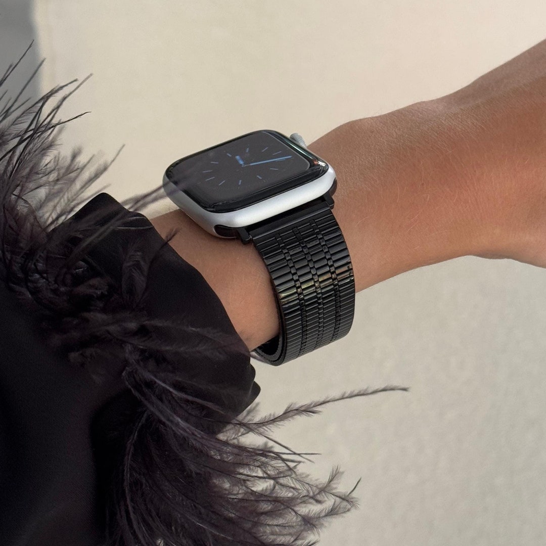 Black Apple Watch Band, Iwatch Loop Strap 45mm 44mm 42mm 41mm 40mm 38mm ...