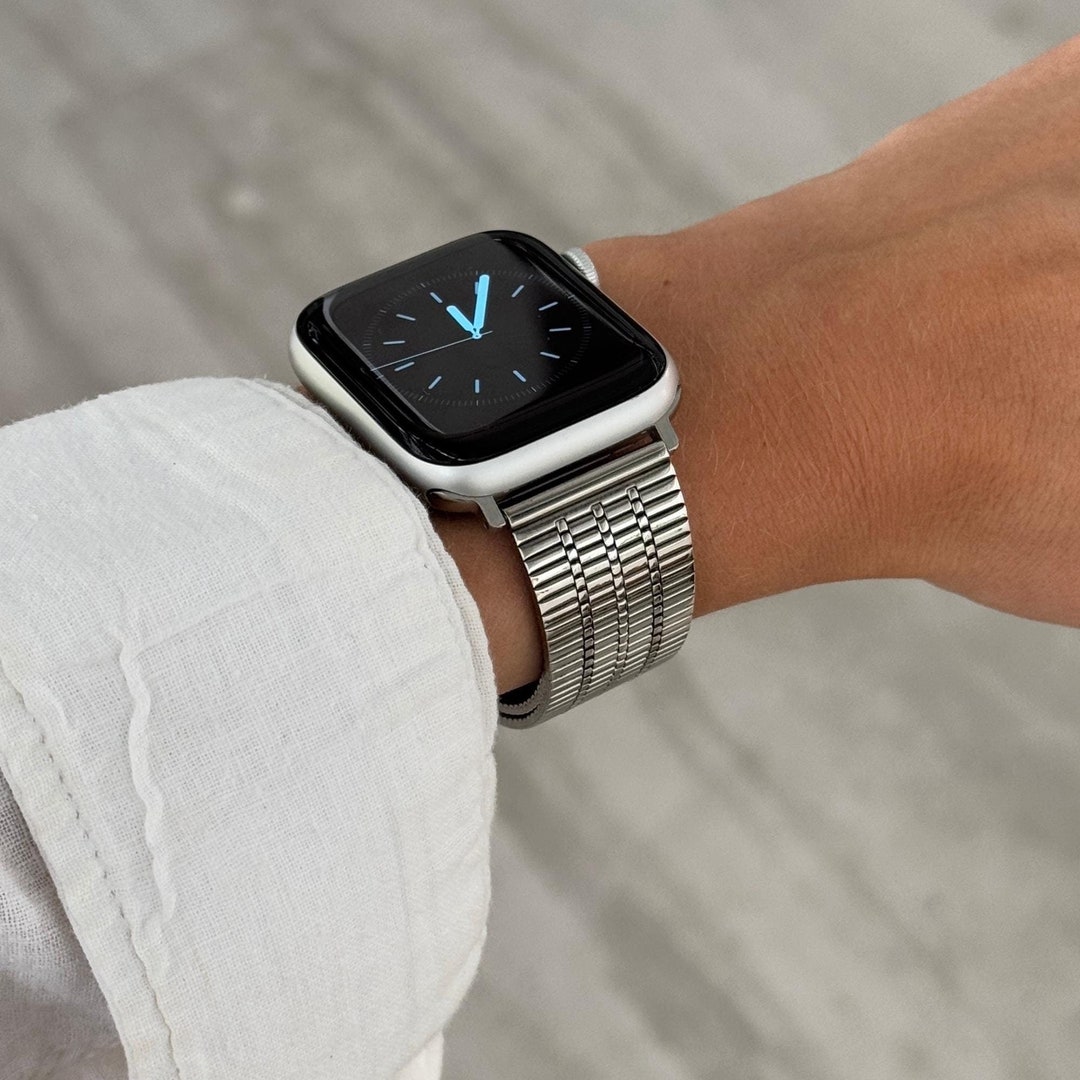 Silver Apple Watch Band, Iwatch Loop Strap 45mm 44mm 42mm 41mm 40mm ...