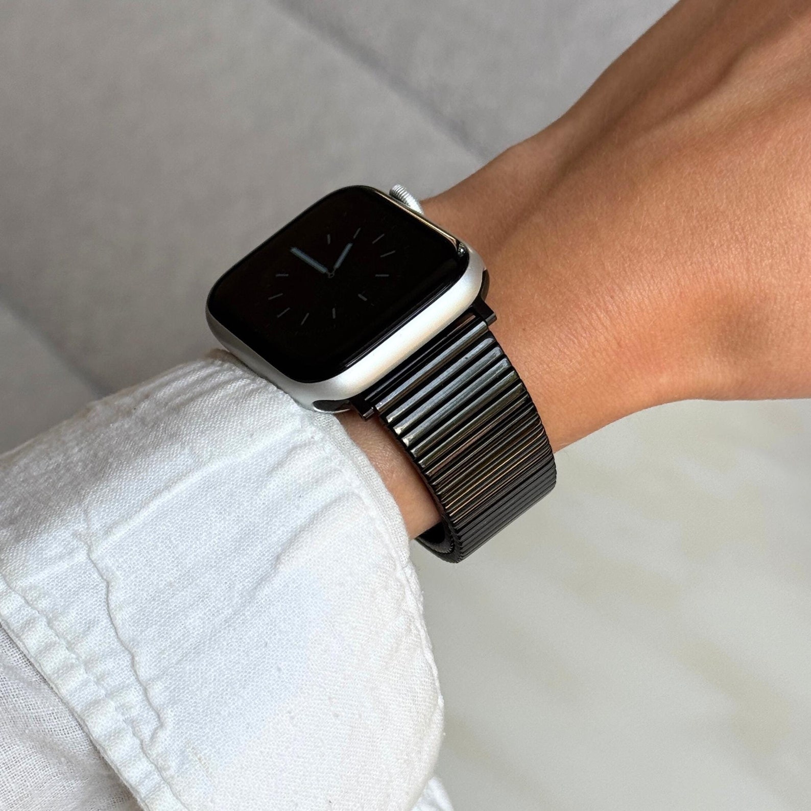 Black Stainless Steel Apple Watch Band: Metal Loop Bracelet - Etsy