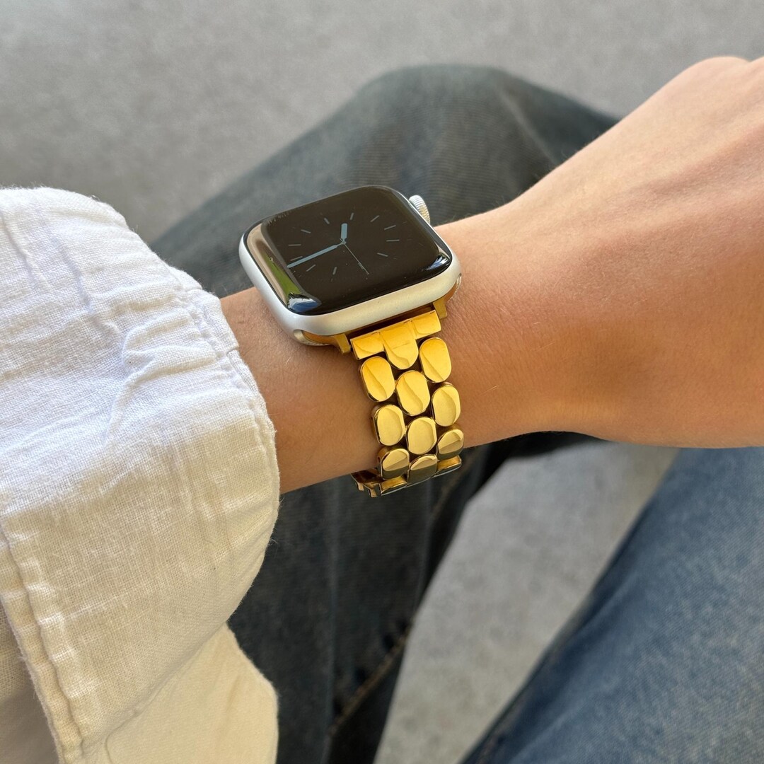 Gold Stainless Steel Apple Watch Band: Women's Metal Loop Bracelet - Etsy