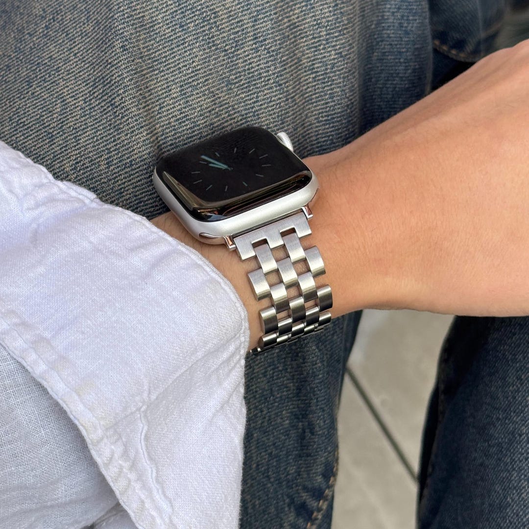 Silver Stainless Steel Apple Watch Band: Waterproof Metal Iwatch Strap ...