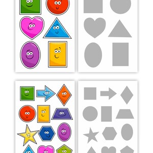 Matching Funny Shapes Velcro for Toddlers two Difficulty Levels - Etsy