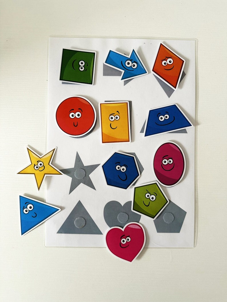 Matching Funny Shapes Velcro for Toddlers two Difficulty Levels - Etsy